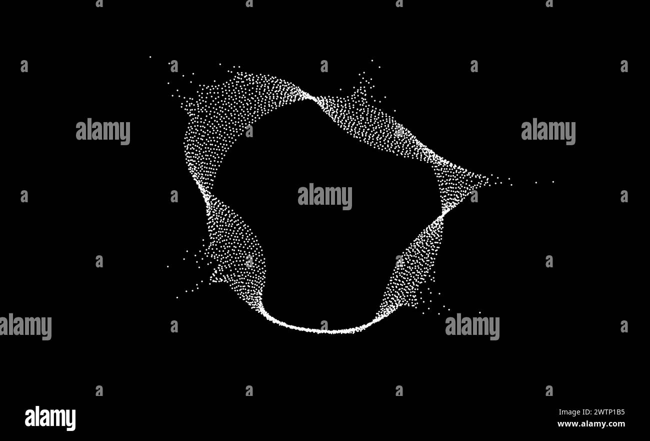 White dotted wavy lines with dissolve effect. Stipple disintegrating ...