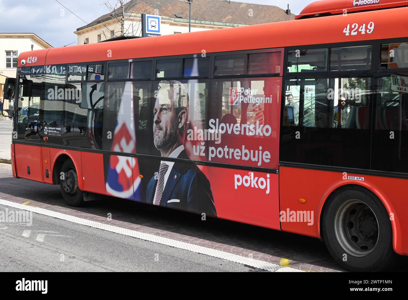 Bratislava, Slovakia. 17th Mar, 2024. Advertisement for presidential ...