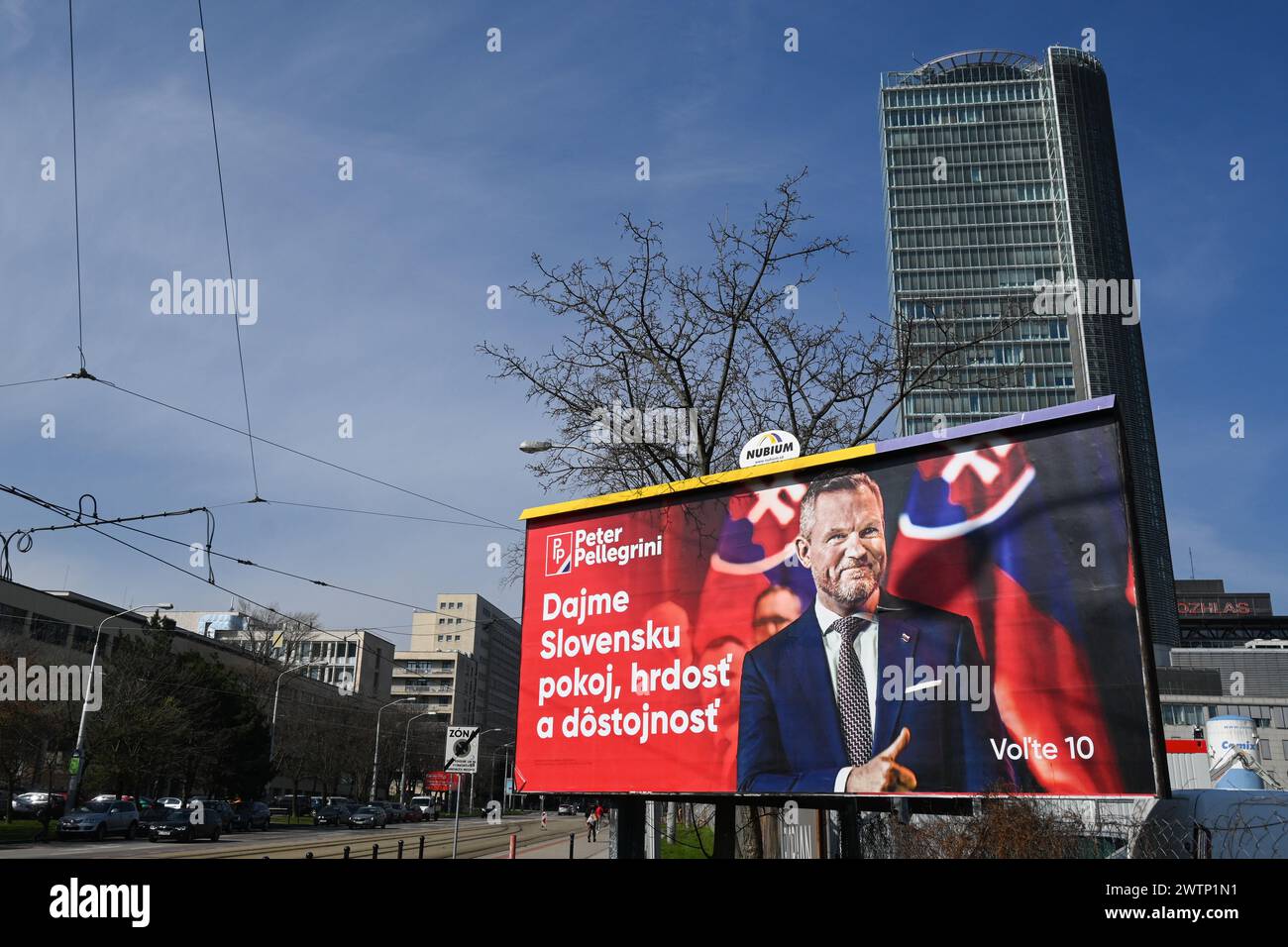 Bratislava, Slovakia. 15th Mar, 2024. The election billboard of ...