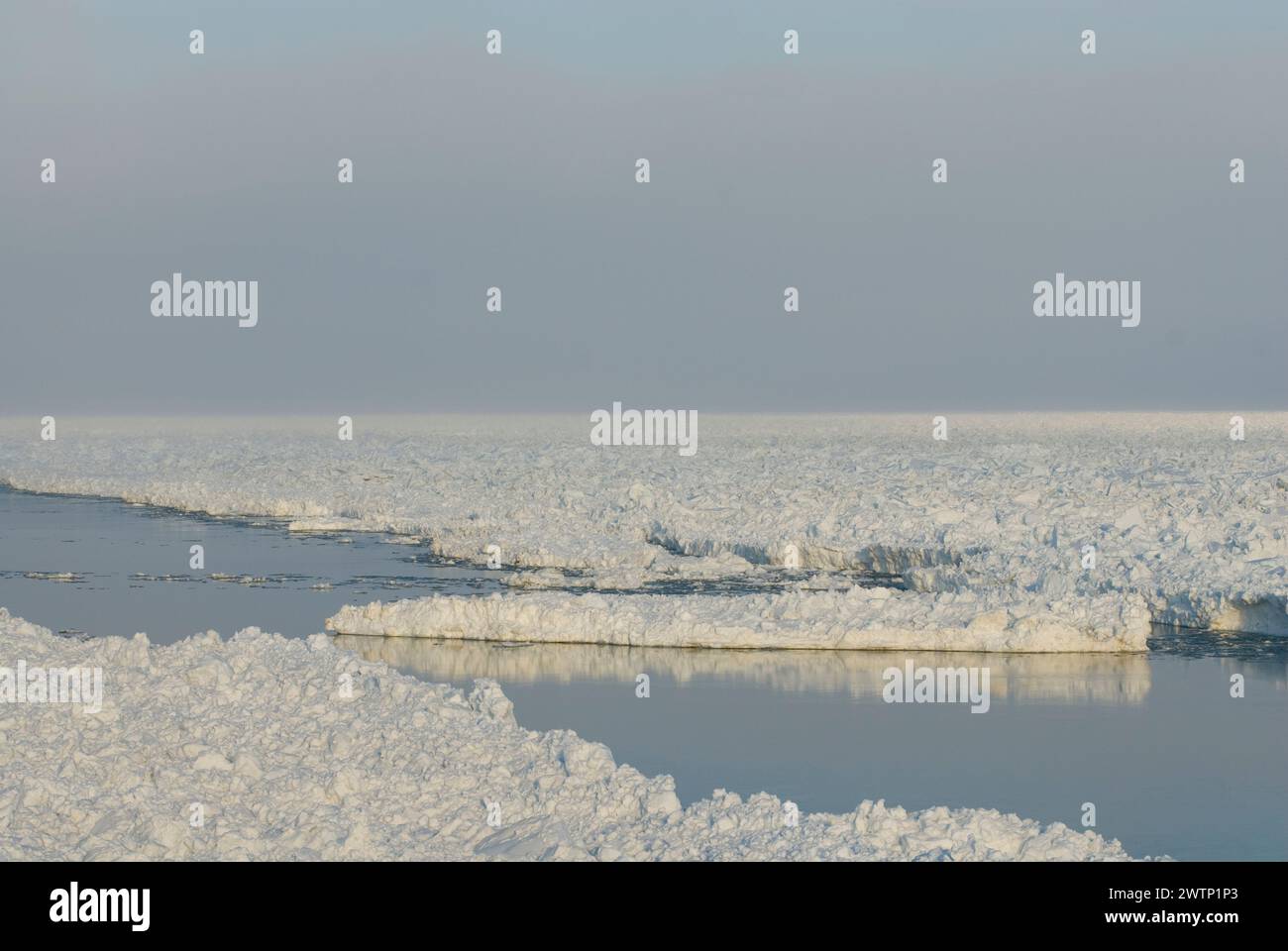 Seascape open lead rough pack ice over the Chukchi sea in springtime ...