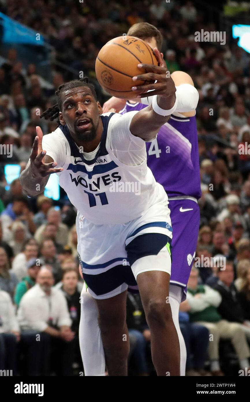Minnesota Timberwolves center Naz Reid (11) reaches out for a rebound ...