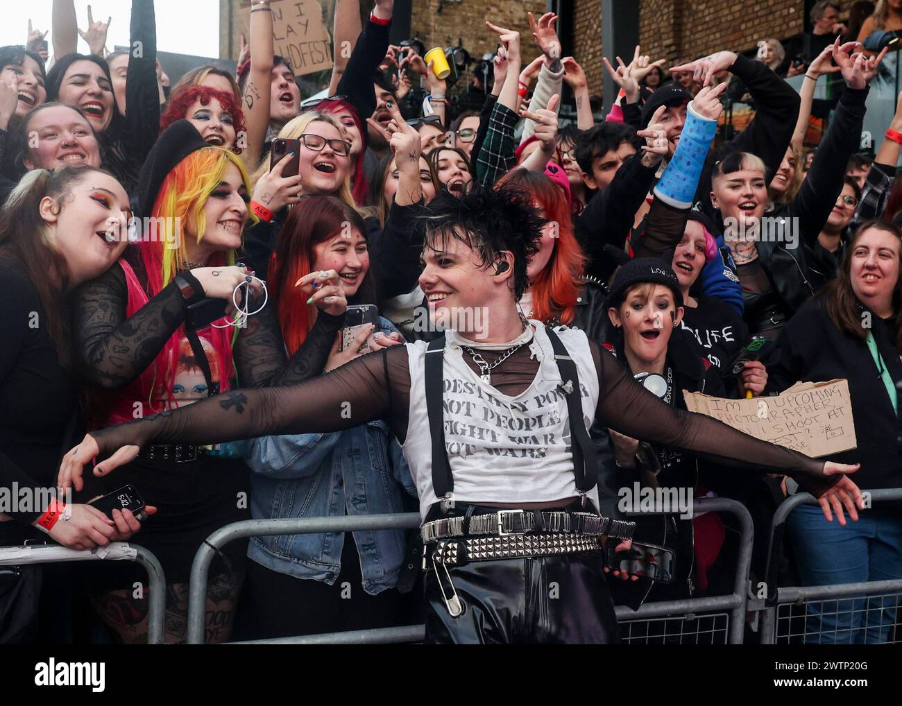 London, UK. 18th Mar, 2024. Yungblud performs at Camden Market in ...