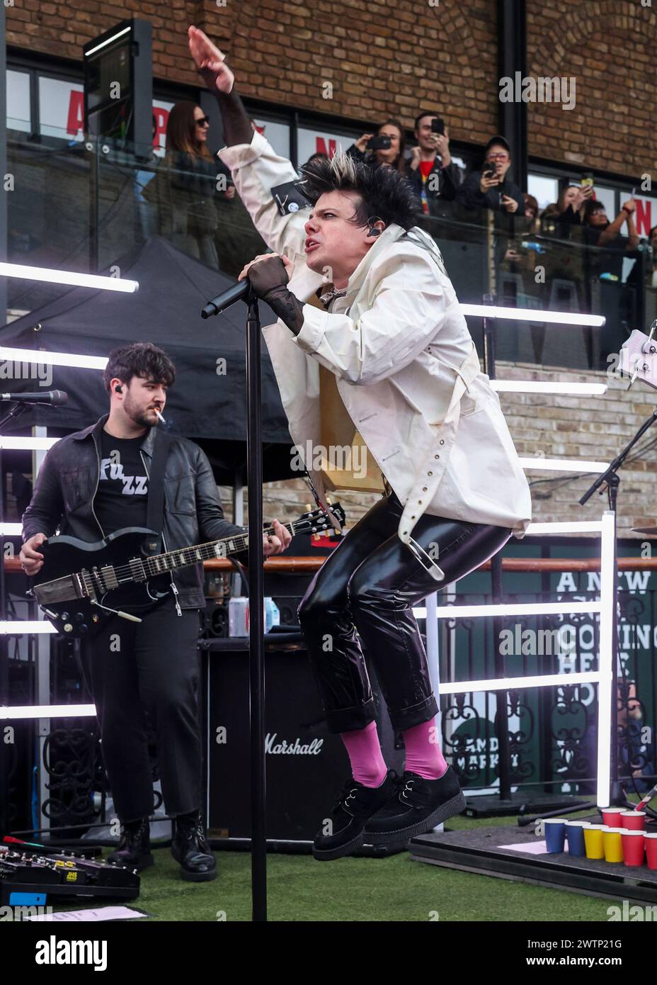 London, UK. 18th Mar, 2024. Yungblud performs at Camden Market in ...