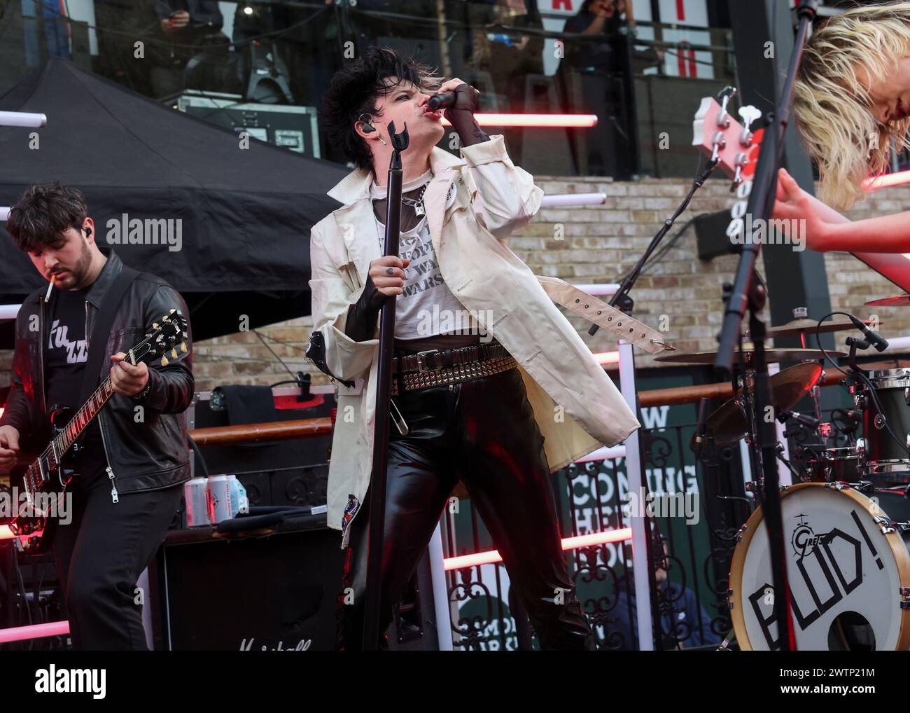 London, UK. 18th Mar, 2024. Yungblud performs at Camden Market in ...