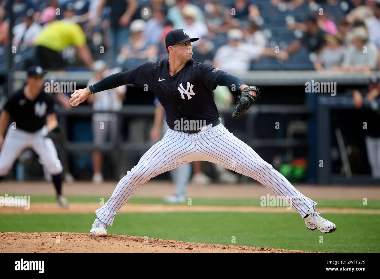 New York Yankees pitcher Clay Holmes (35) during an MLB Spring Training ...