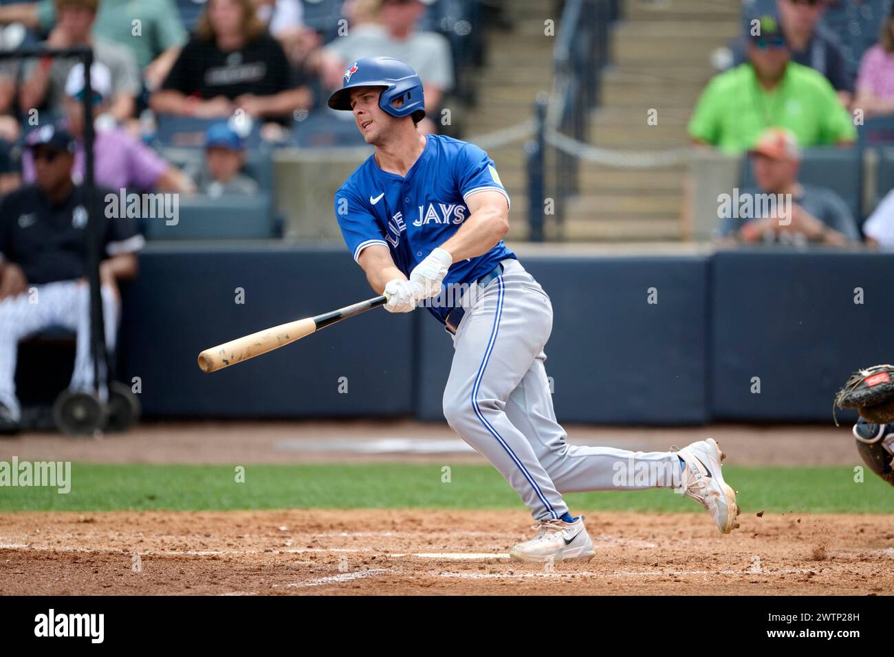 Toronto Blue Jays Ernie Clement (28) at bat during an MLB Spring ...