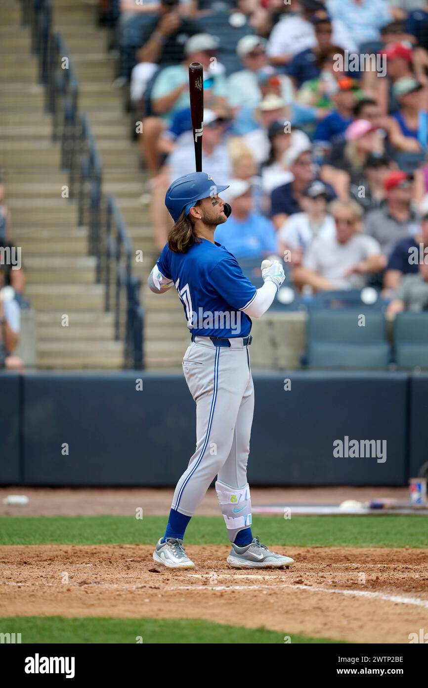 Toronto Blue Jays Bo Bichette (11) hits a home run during an MLB Spring ...