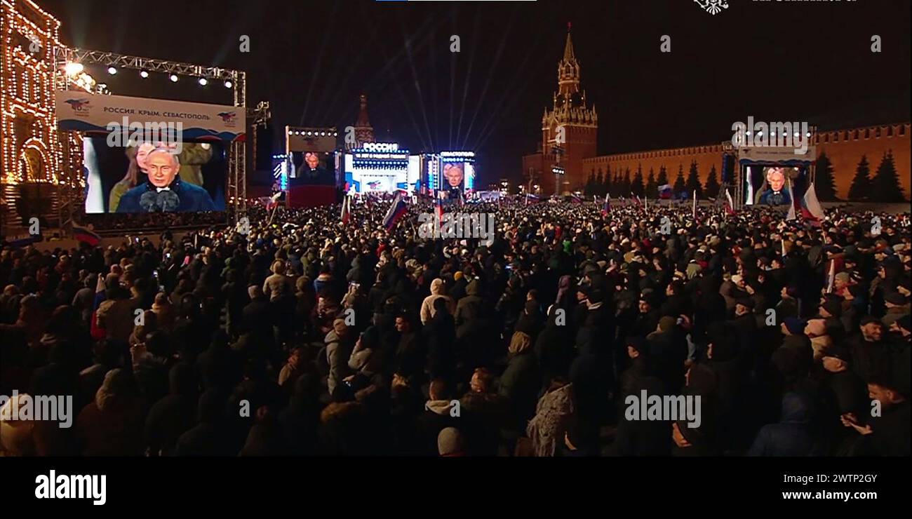 Moscow, Russia. 19th Mar, 2024. Supporters of Russian President ...