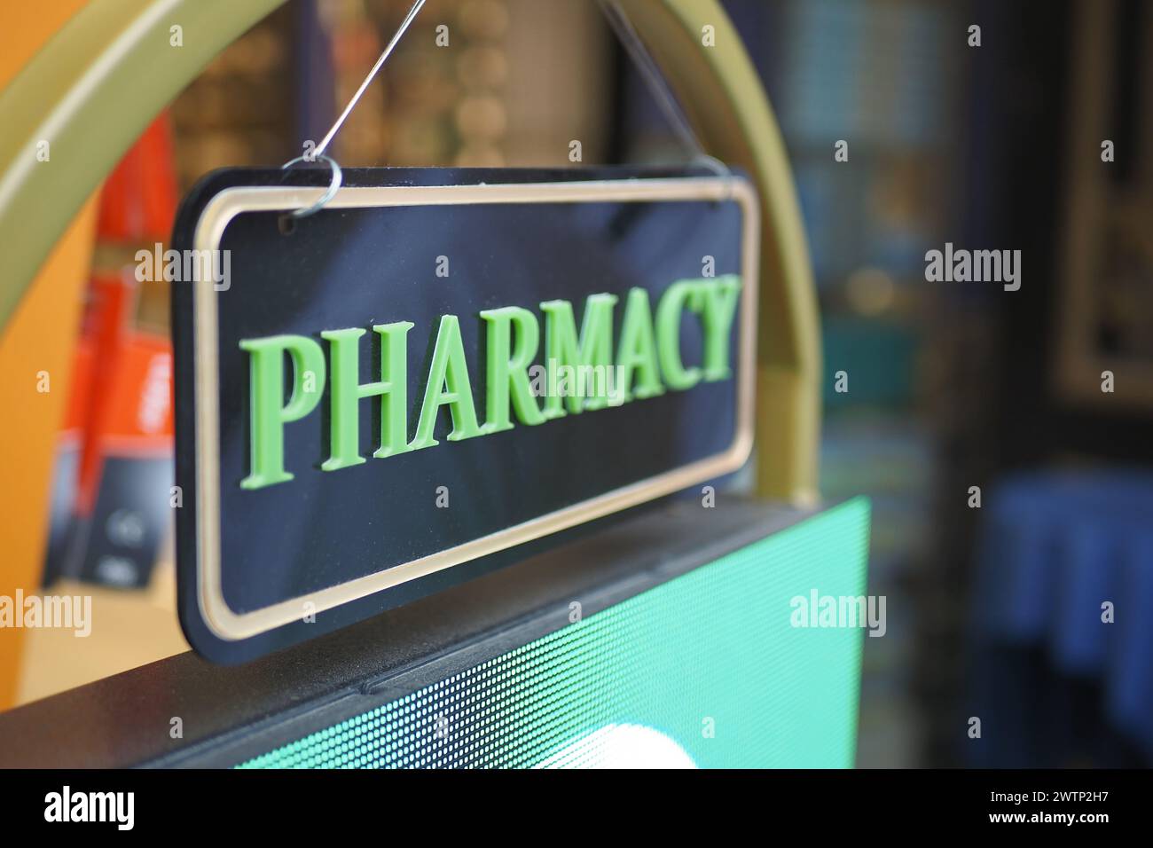 pharmacy sign on shop in street Stock Photo - Alamy