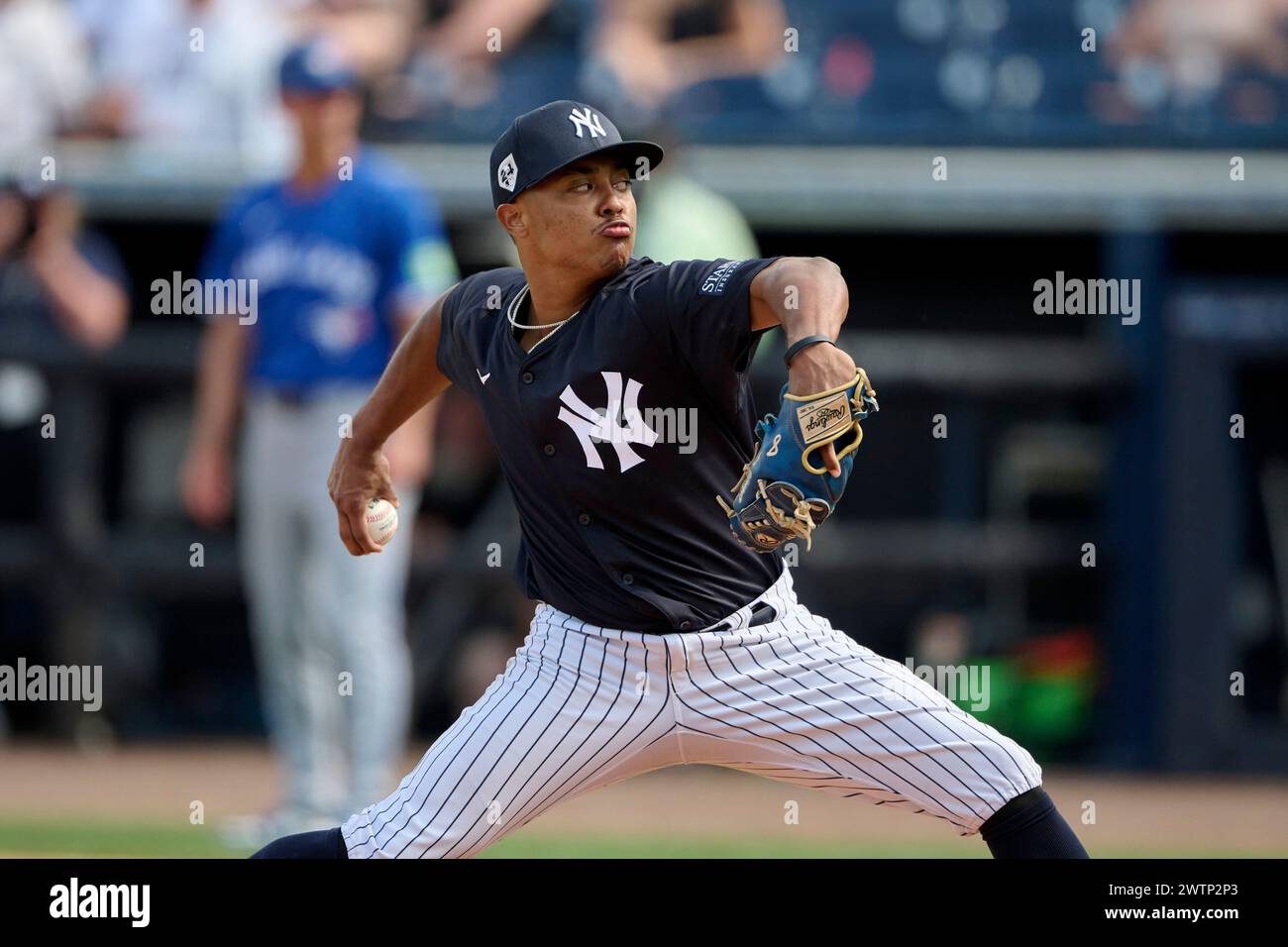 New York Yankees pitcher Luis Velasquez (61) during an MLB Spring ...