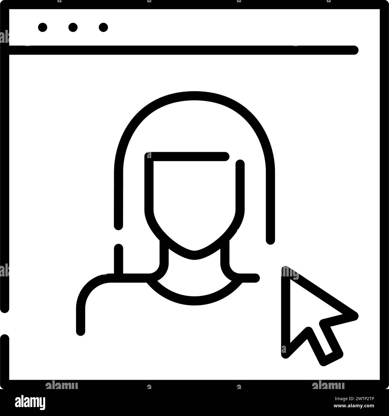 Female user avatar in a browser page with a mouse pointer over it ...