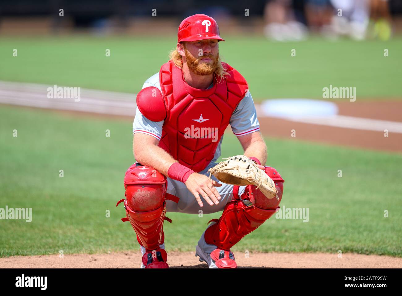 JUPITER, FL - MARCH 16: Philadelphia Phillies catcher William Simoneit ...