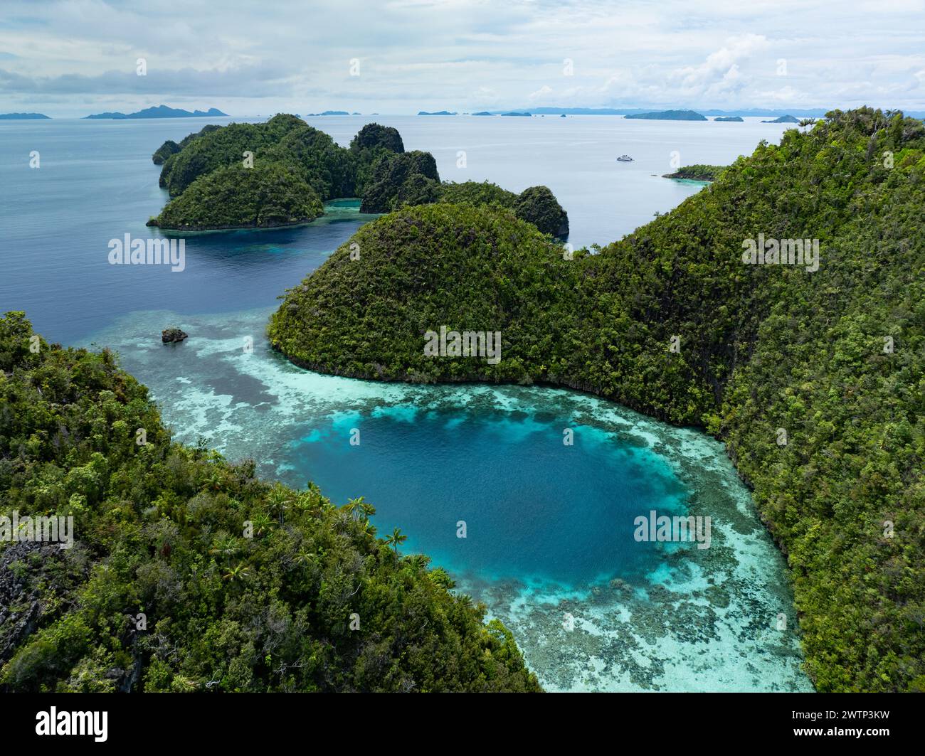 Beautiful limestone islands rise from Raja Ampat's tropical seascape ...