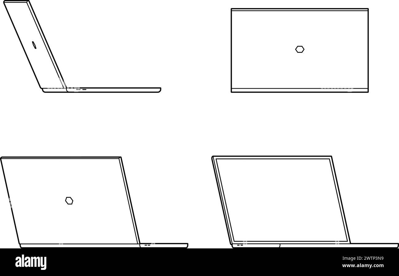 Laptops from various angles.Vector illustration that is easy to edit ...
