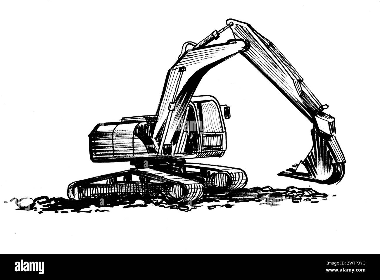 Backhoe loader Black and White Stock Photos & Images - Alamy