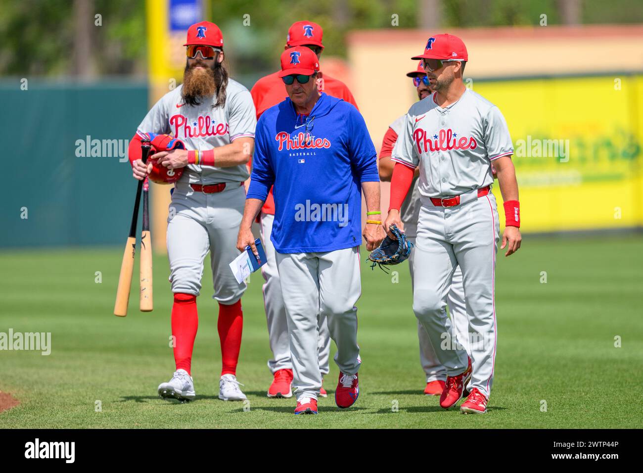 JUPITER, FL - MARCH 16: From left, Philadelphia Phillies outfielder ...