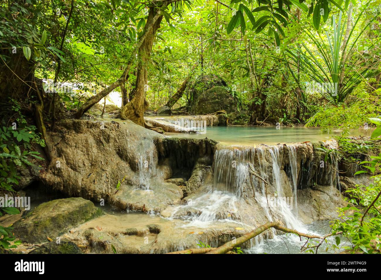 Landscape view of Erawan waterfall Kanchanaburi Thailand. Erawan ...