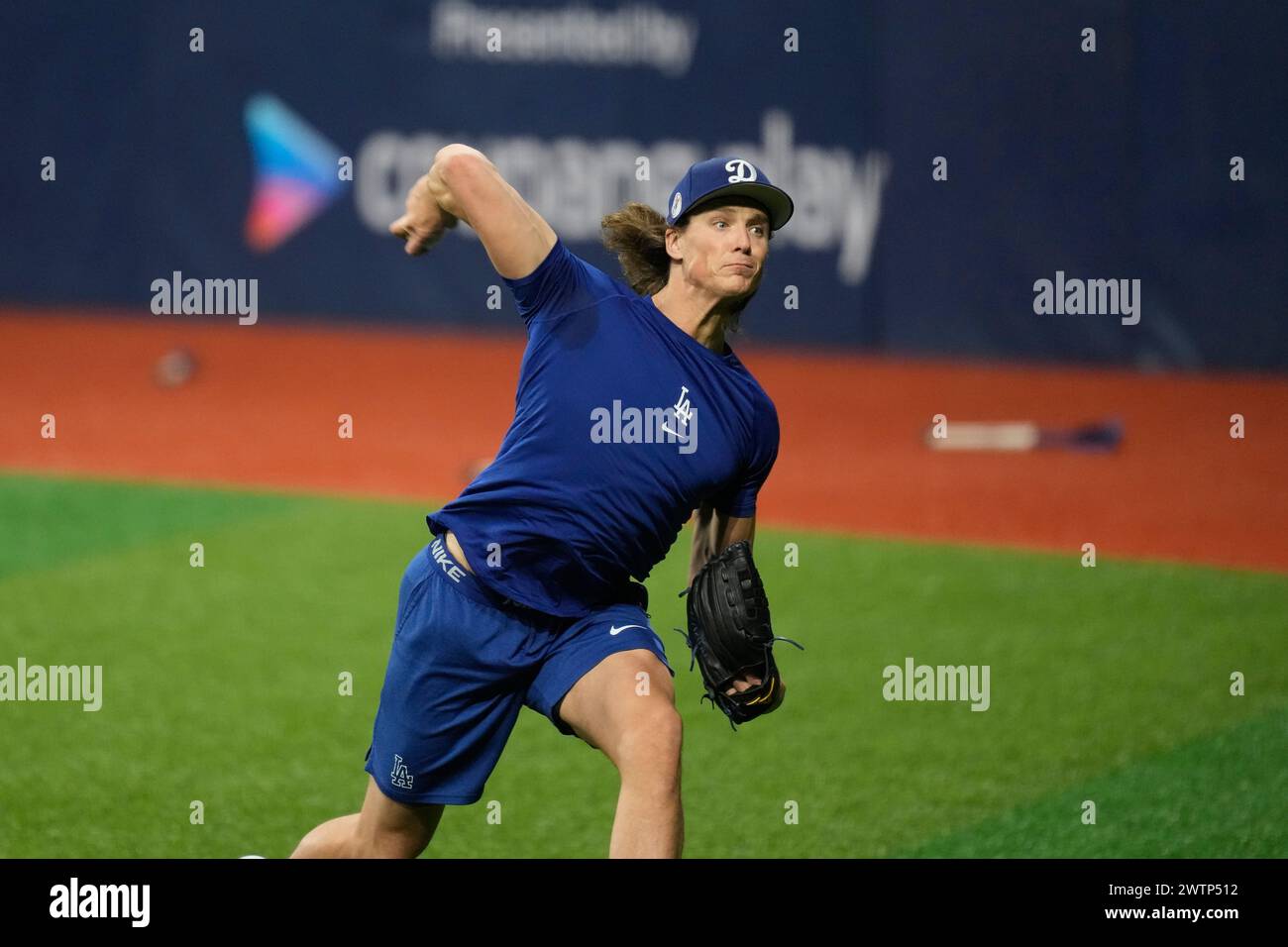 Los Angeles Dodgers' pitcher Tyler Glasnow participates during a ...