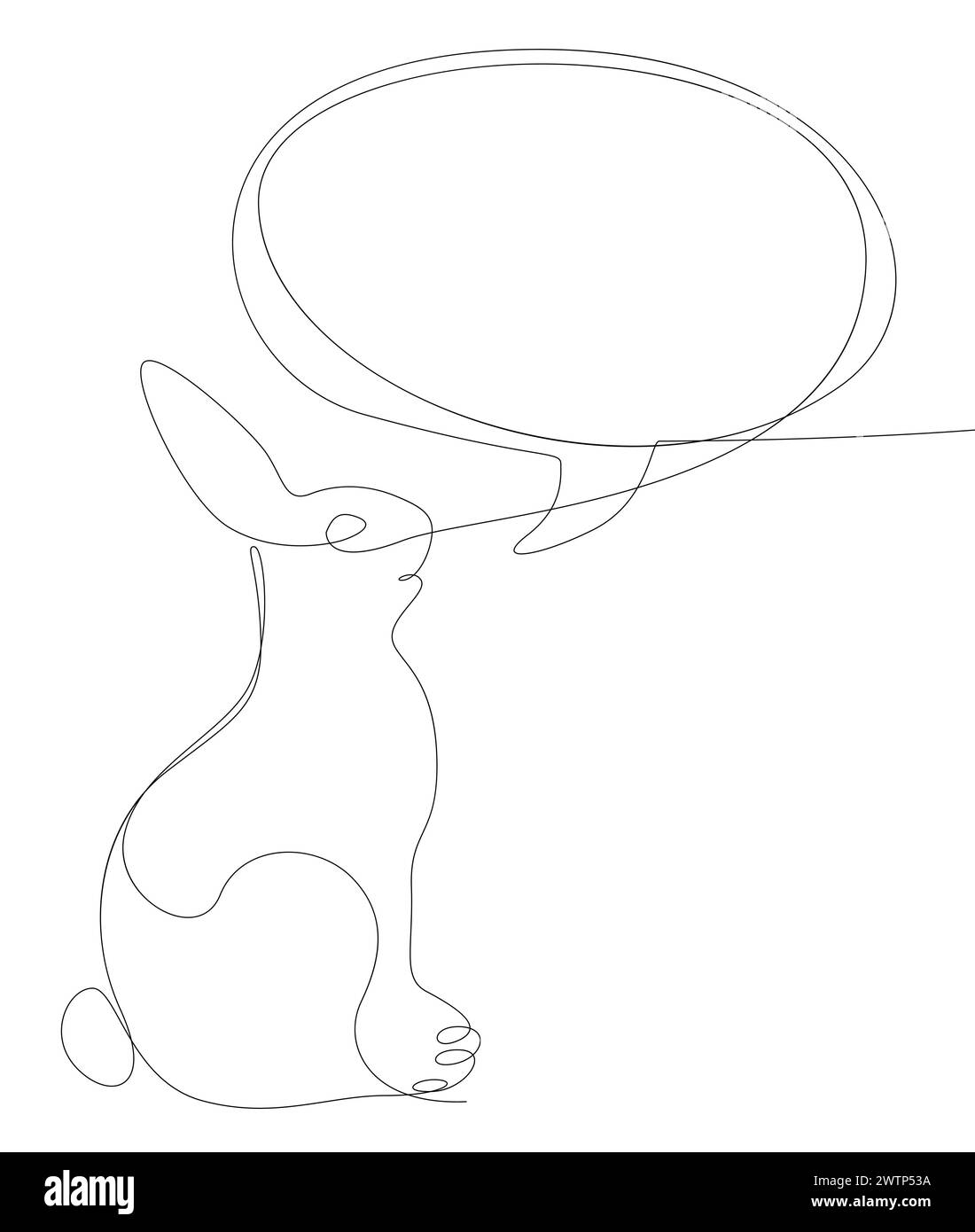 One continuous line of speech bubble with Easter Bunny. Thin Line ...
