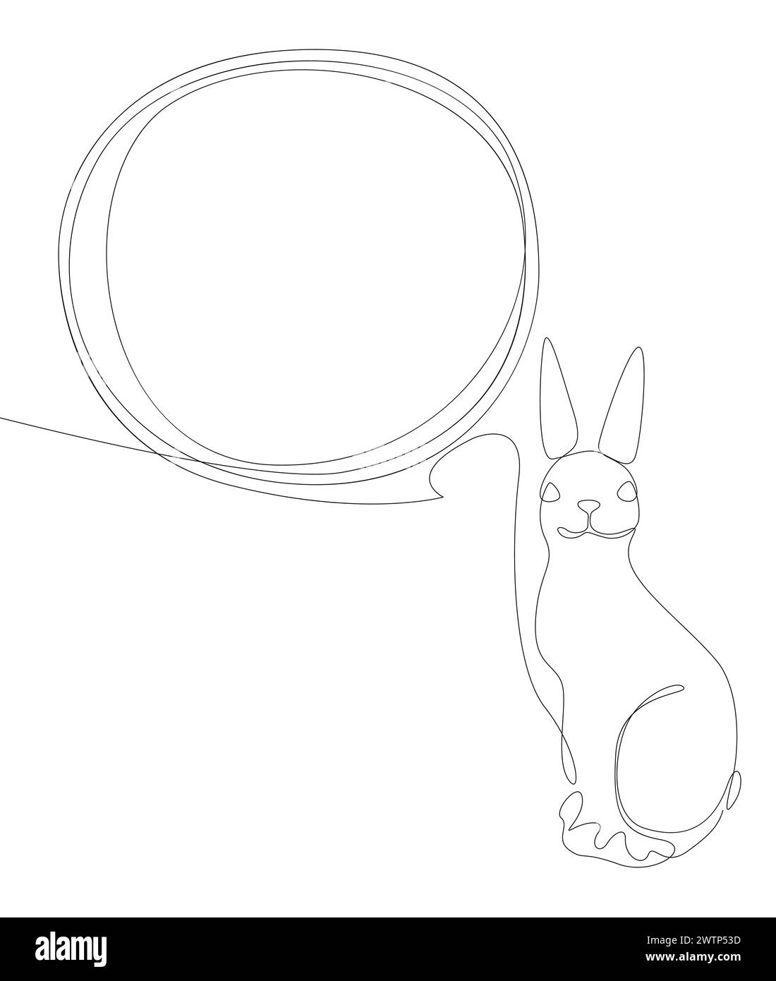 One continuous line of speech bubble with Easter Bunny. Thin Line ...