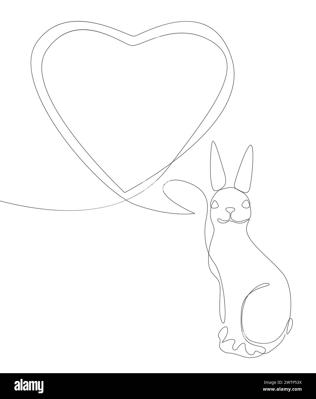One continuous line of speech bubble with Easter Bunny. Thin Line ...