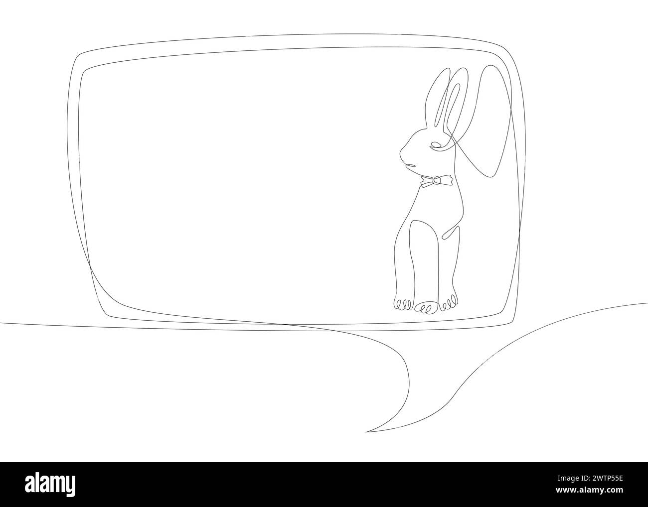 One continuous line of speech bubble with Easter Bunny. Thin Line ...
