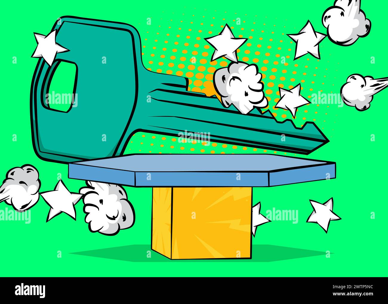 Comic Book Product podium stage for mockup presentation with key. Retro ...