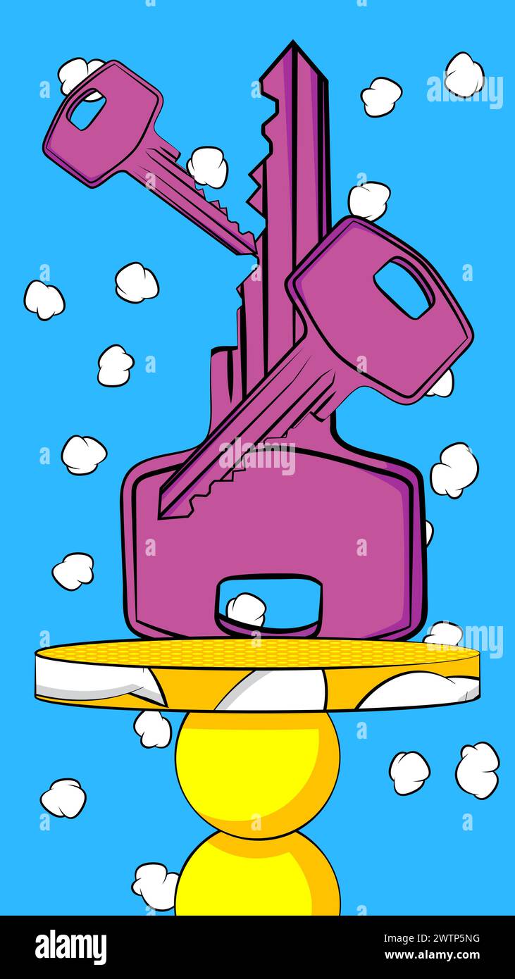 Comic Book Product podium stage for mockup presentation with key. Retro ...