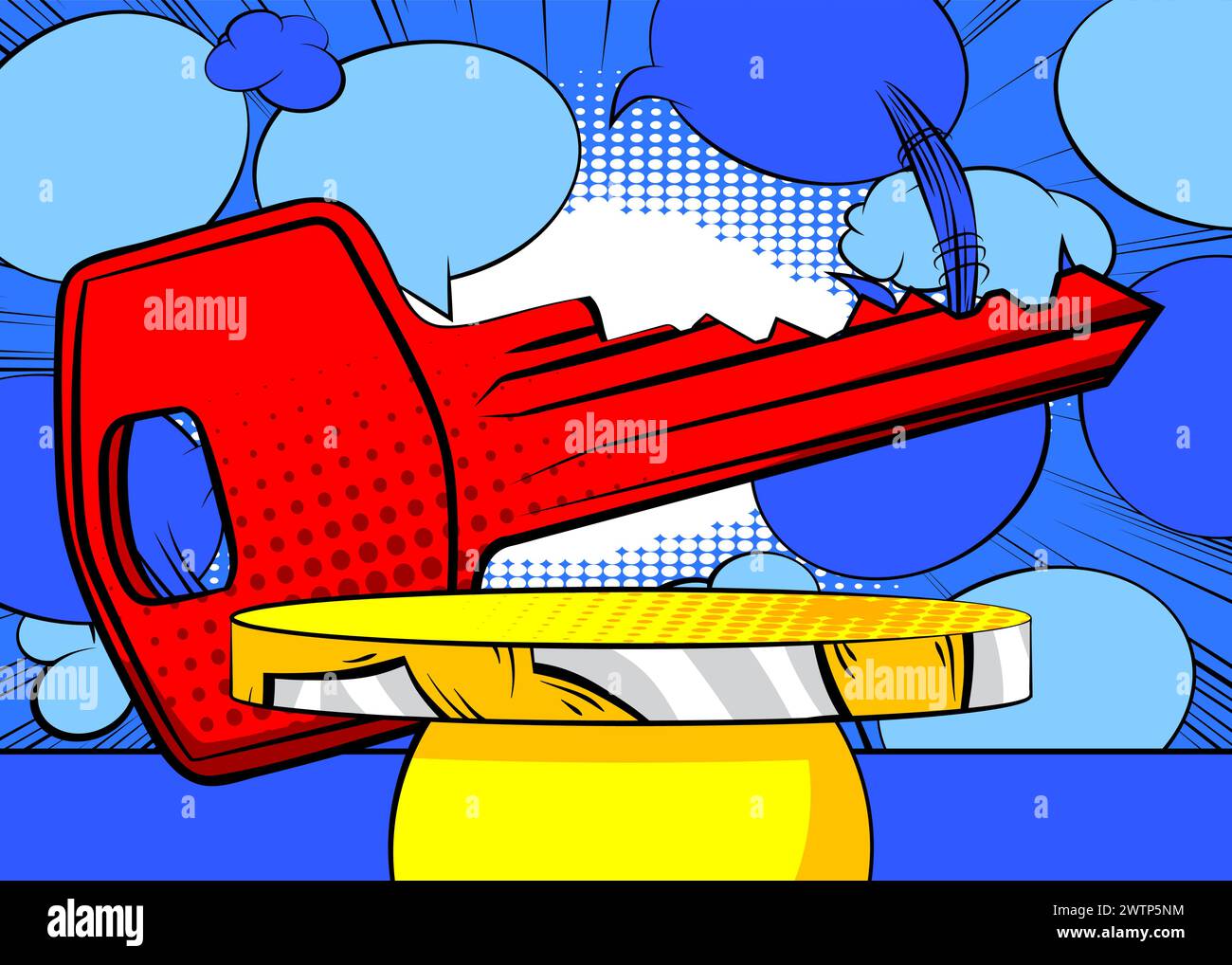 Comic Book Product podium stage for mockup presentation with key. Retro ...