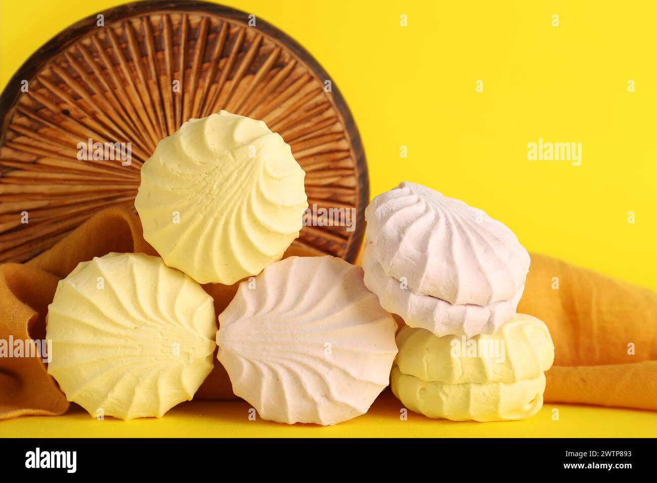 Sweet zephyr on yellow background Stock Photo - Alamy