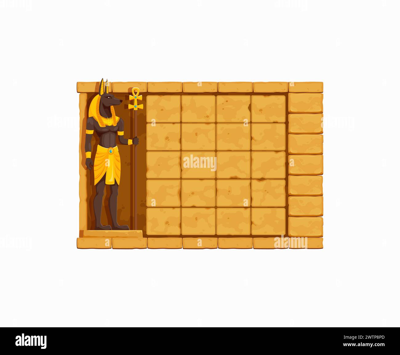 Arcade game frame of Ancient Egypt, vintage Egyptian stone wall for ...