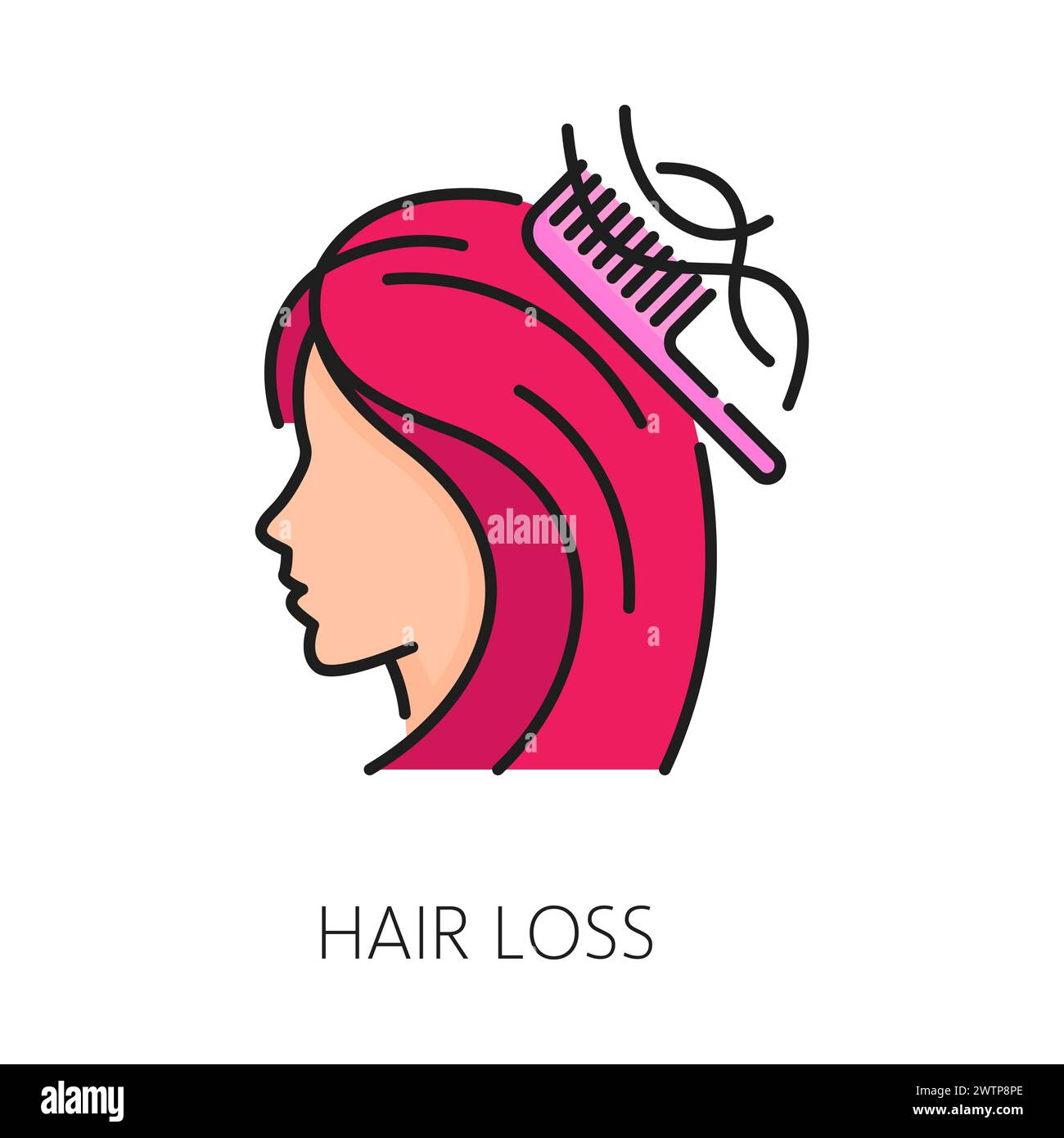 Hair loss treatment and care line color icon. Hair health treatment ...