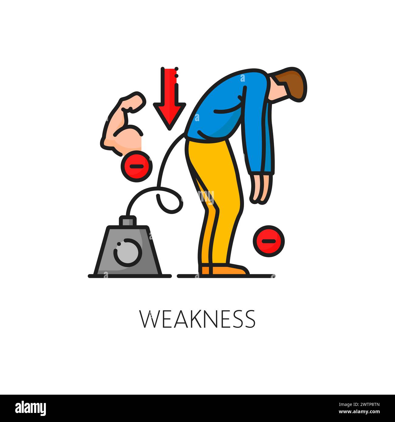 Hematology, anemia disease weakness symptom color line icon. Cardiology ...