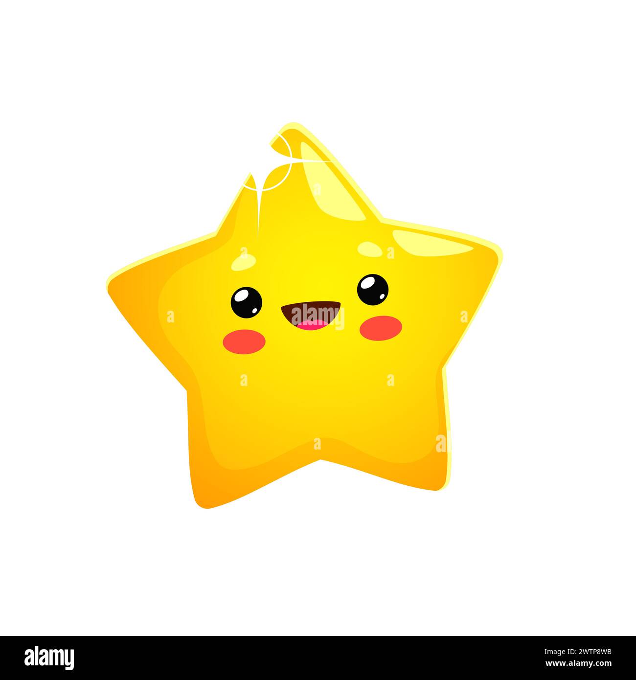Cartoon cute cheerful kawaii star and happy twinkle character. Isolated ...