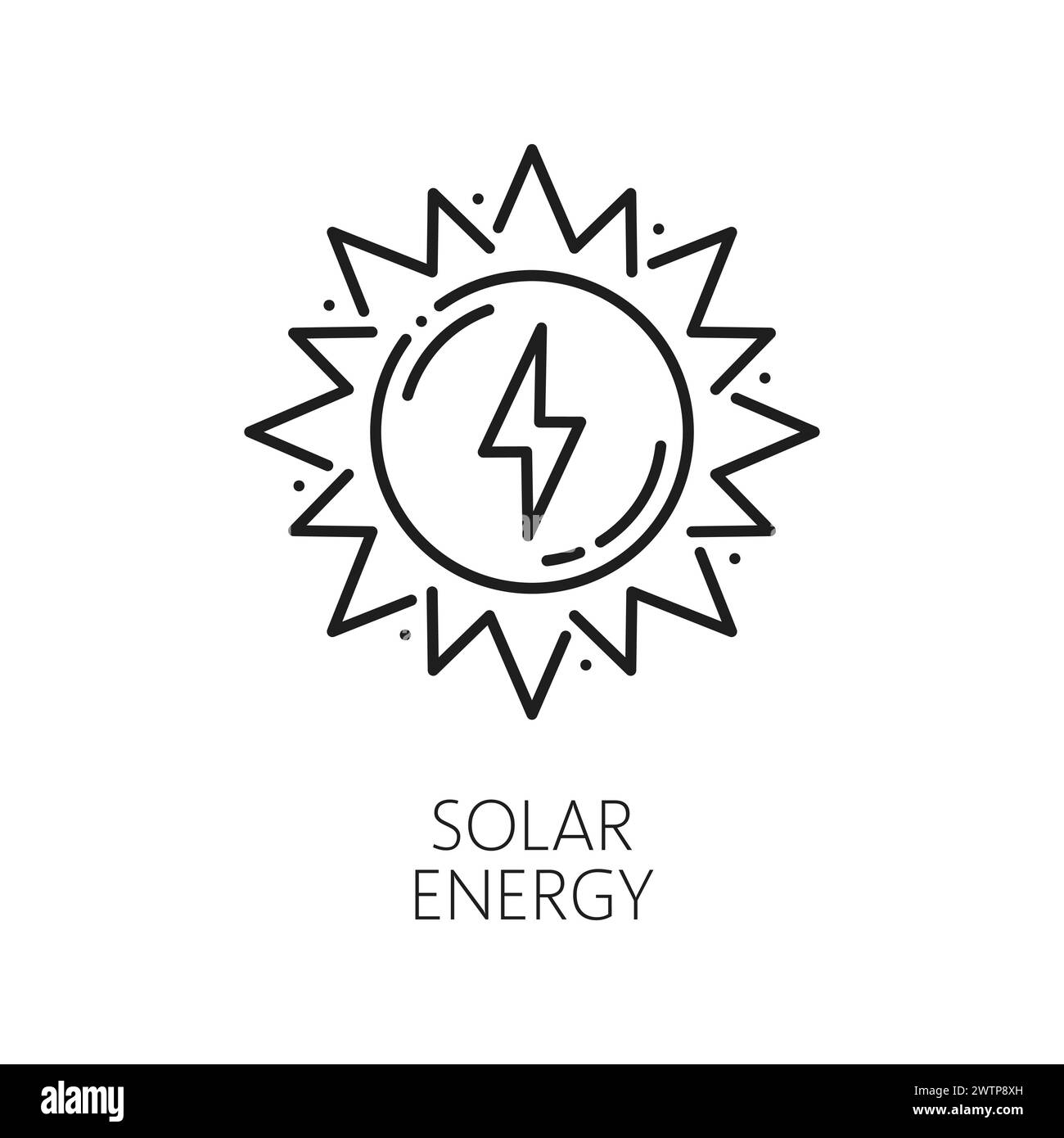 Green solar energy, clean eco power thin line icon. Renewable energy ...