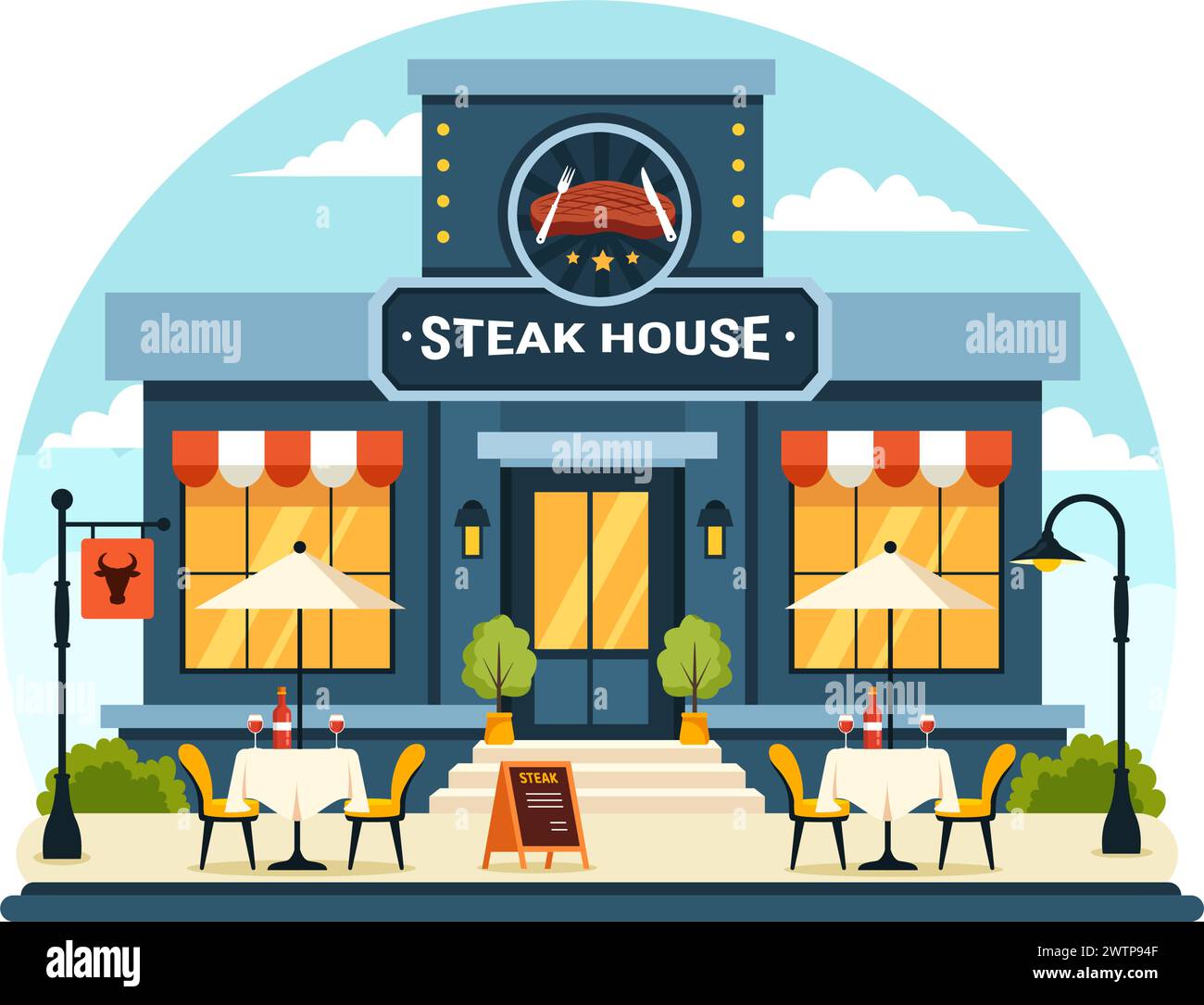 Grilled pork steak tomatoes Stock Vector Images - Alamy