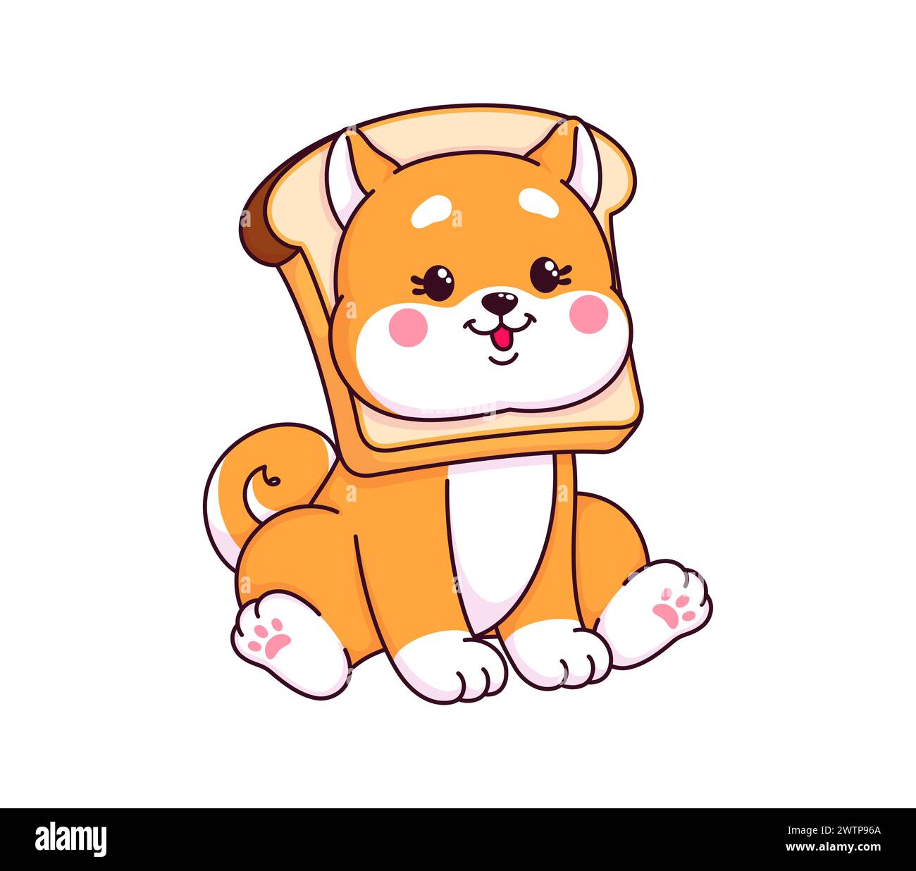 Cartoon japanese kawaii shiba inu character with bread toast on its ...