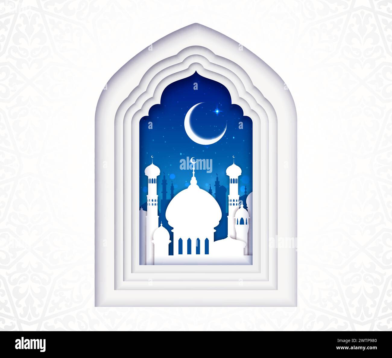 Paper cut arabian mosque islamic window, ramadan kareem holiday ...