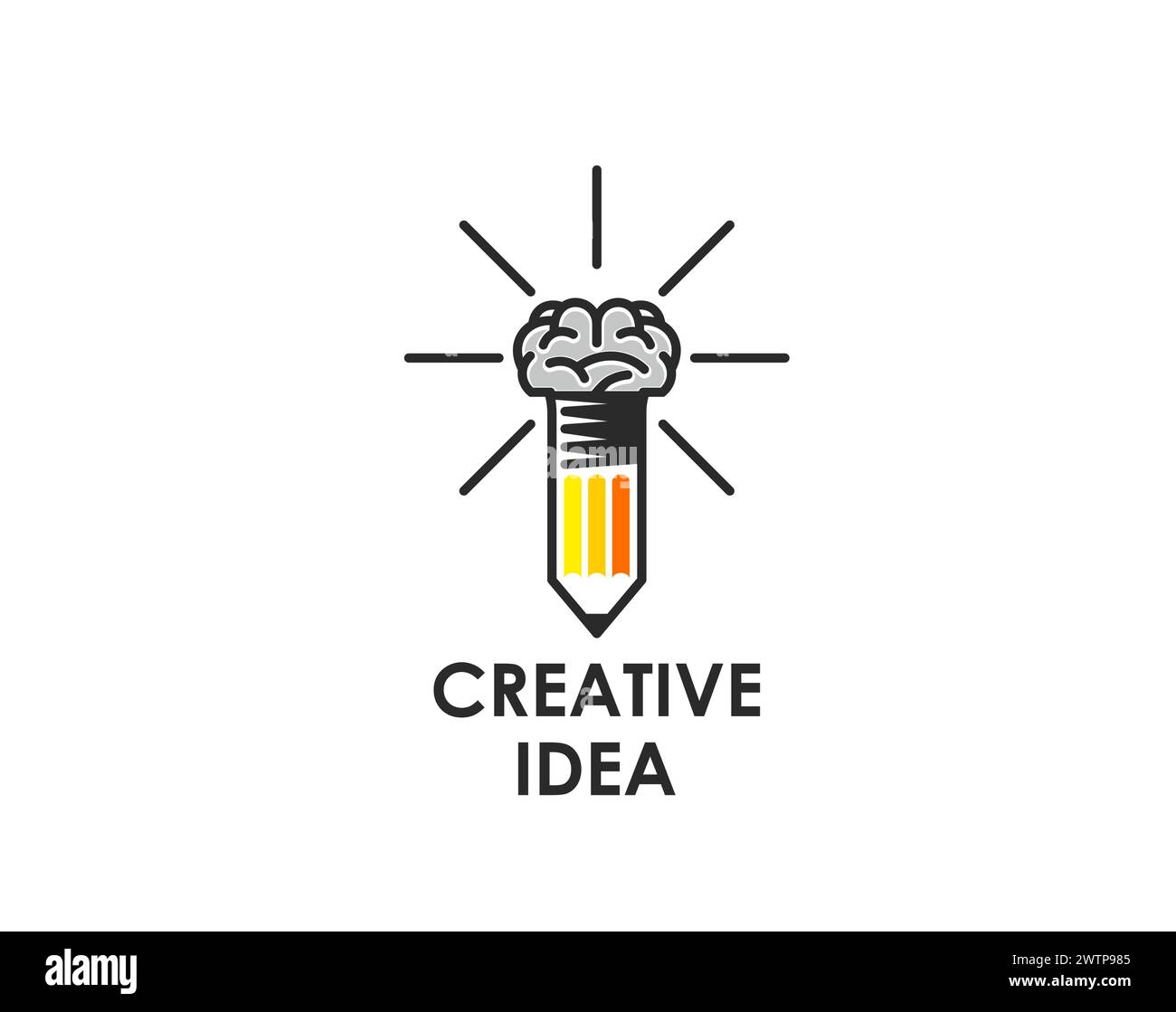 Creative idea pencil icon. Brainstorm, education and design. Isolated ...