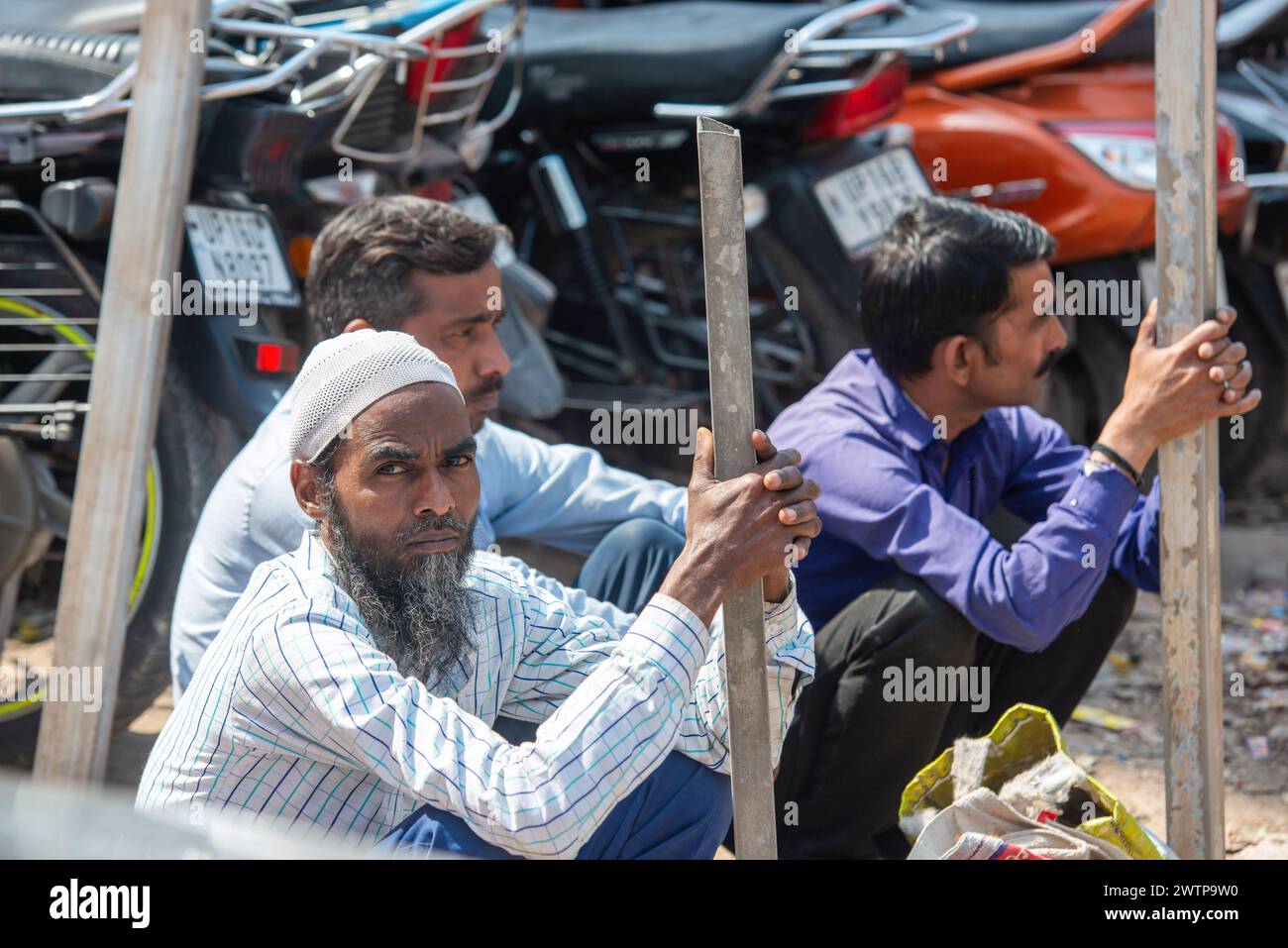 Gautam Buddh Nagar, India. 18th Mar, 2024. A needy Muslim mason with ...