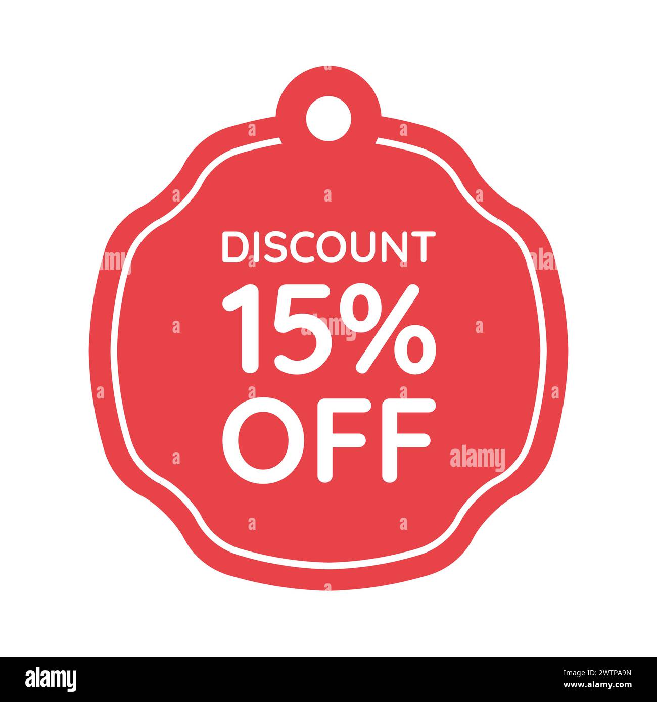 red 15 percent discount label on white background Stock Vector Image ...