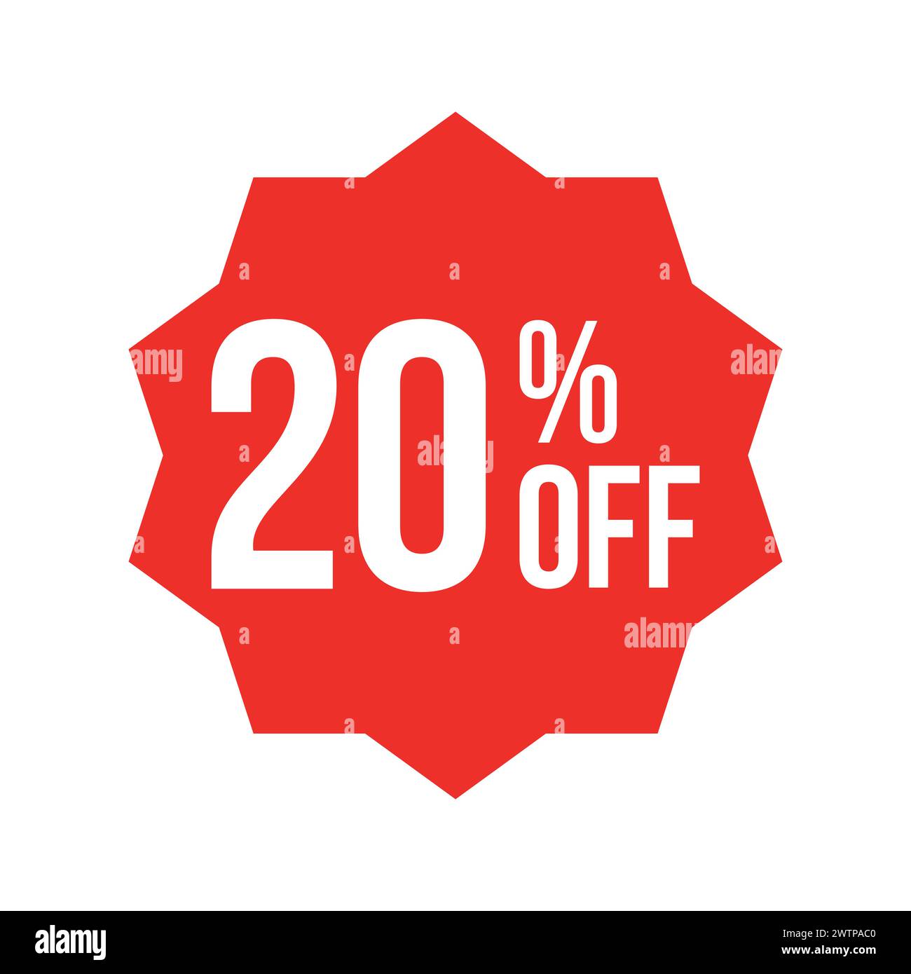 red 20 percent discount label on white background Stock Vector Image ...