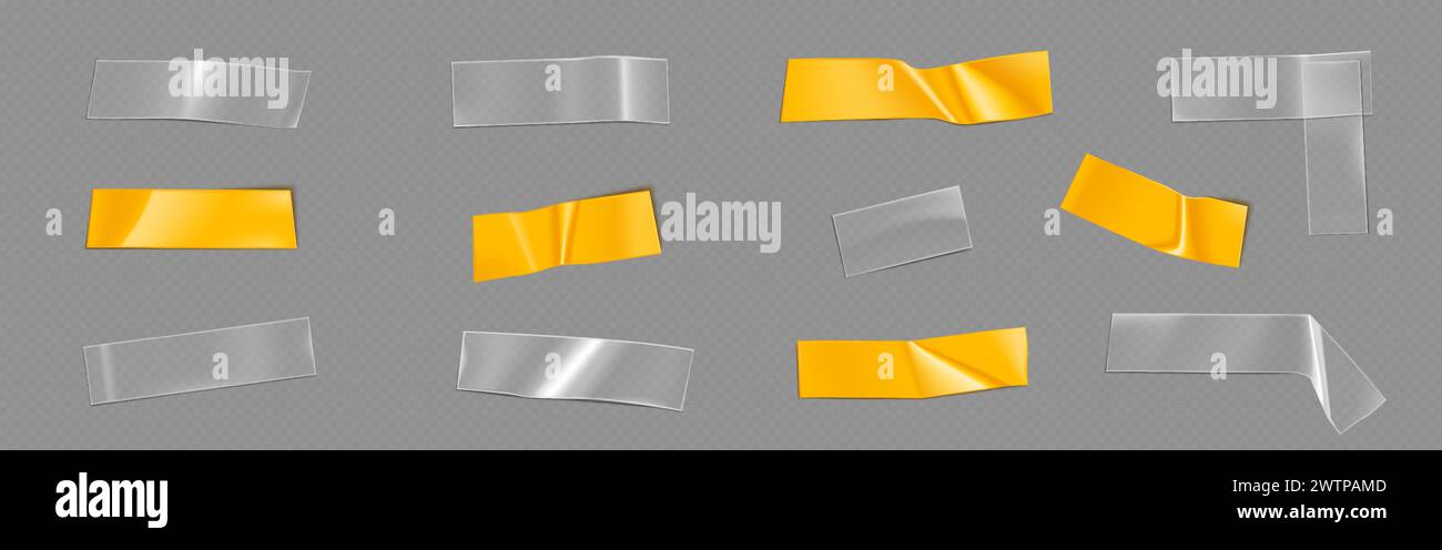 Transparent and yellow adhesive plastic cut tape patch mockup ...