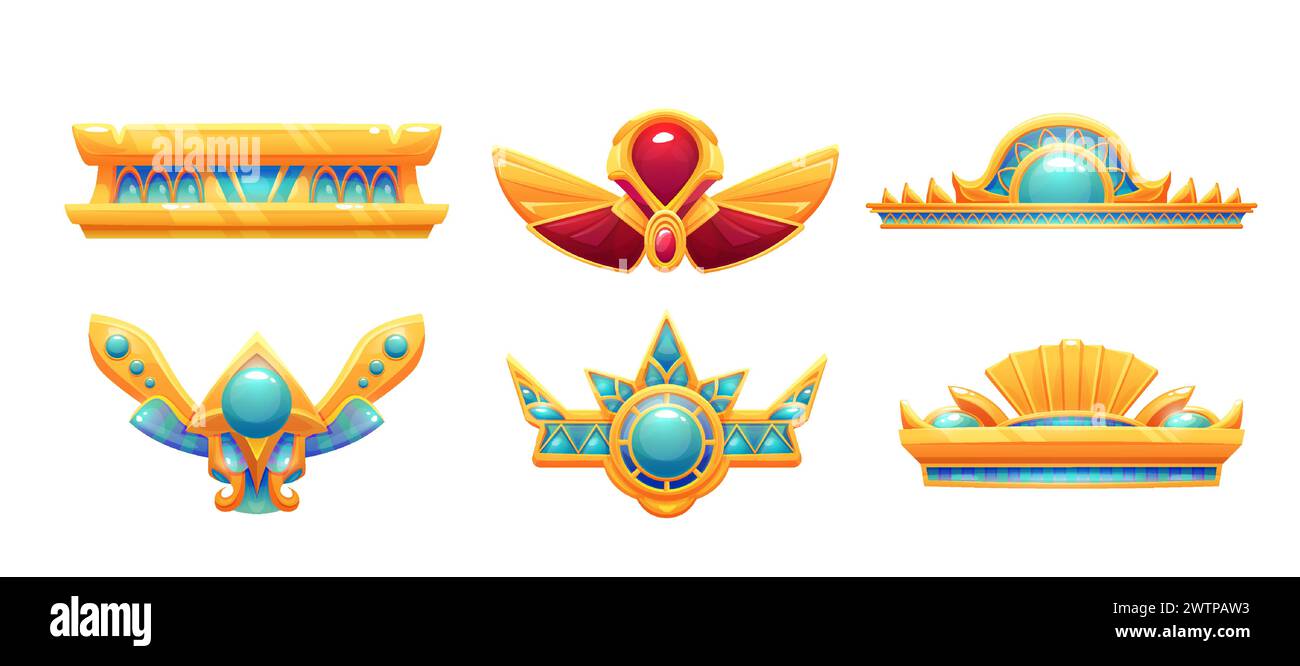 Egyptian game ui icon of border or divider. Cartoon vector illustration ...