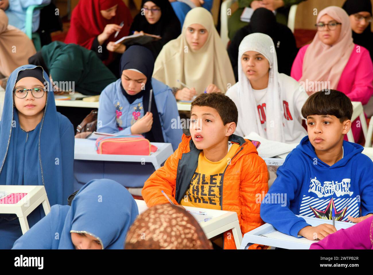 Students seen during an Arabic class lesson at Islamic Mosque of ...