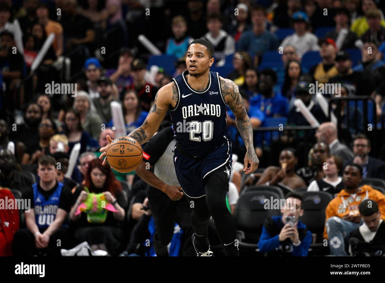Orlando Magic guard Markelle Fultz (20) brings the ball up the court ...