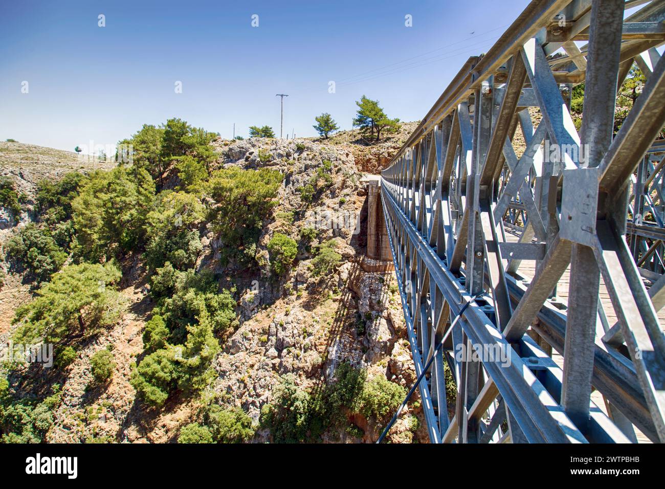 Metal Bridge over the Aradena Canyon on the island of Crete (Greece ...