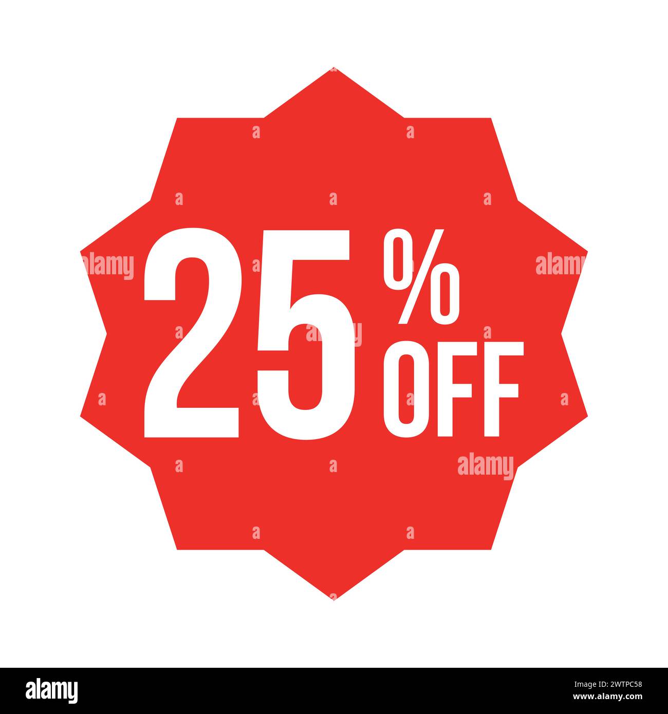 red 25 percent discount label on white background Stock Vector Image ...