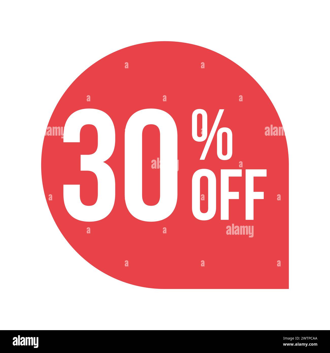 red 30 percent discount label on white background Stock Vector Image ...