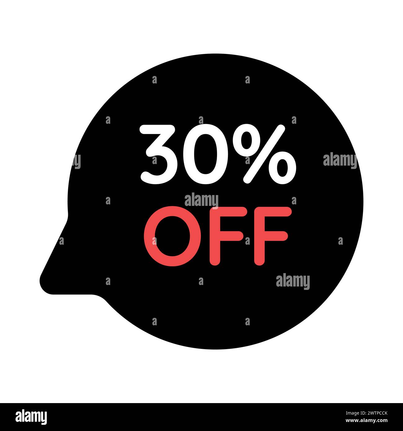 black 30 percent discount tag on white background Stock Vector Image ...